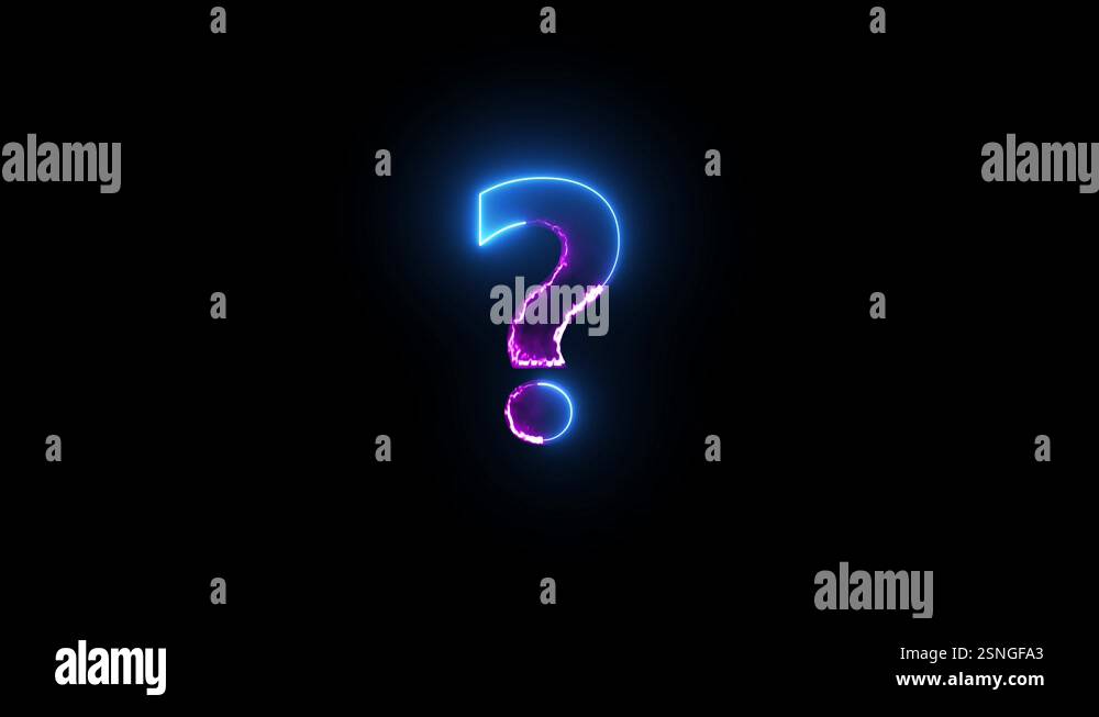 Two color neon question mark symbol on alpha. neon line question mark ...