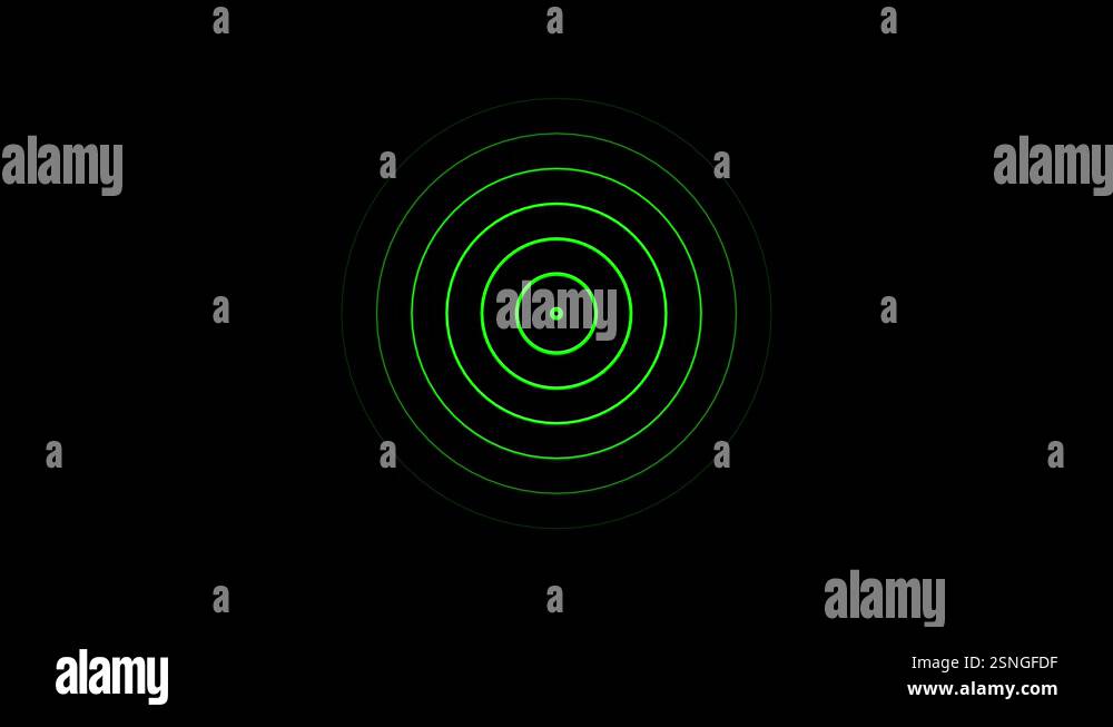 Green color radio wave signal animated on black background. Digital ...