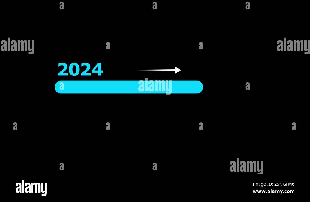 Cyan color loading bar from 2024 to 2025 new year transfer. arrow ...