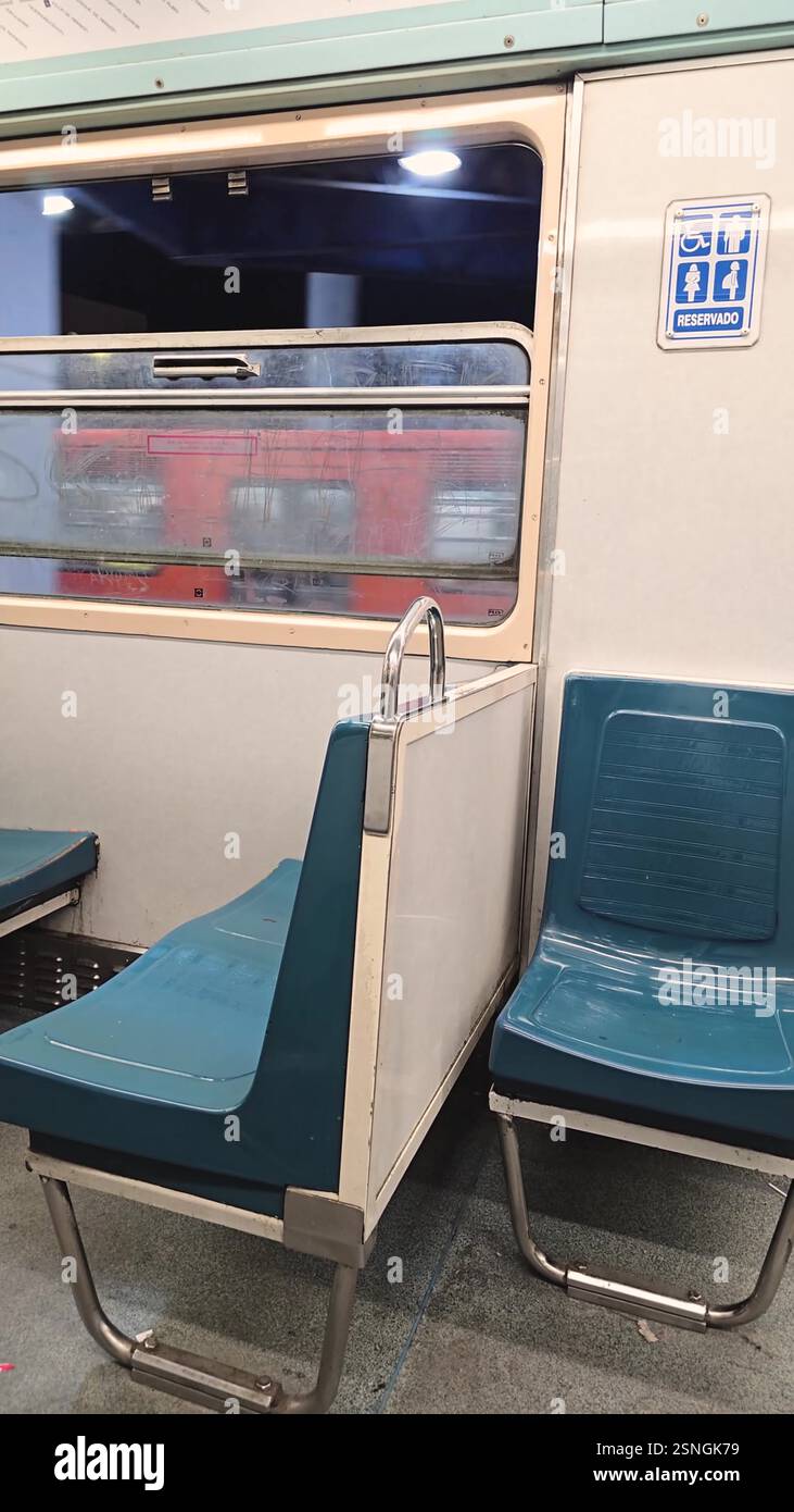 Vacant seats on the CDMX metro, vertical format Stock Video Footage - Alamy