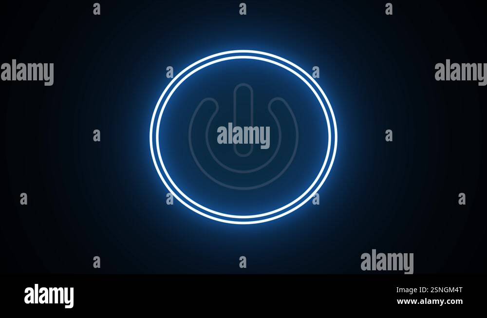 Neon light power button turning on and off ,looping animation on the ...