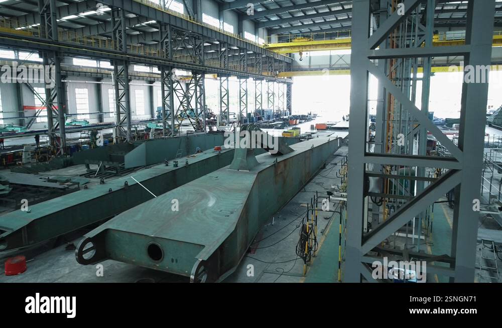 Assembly line loading and unloading factory beside the port Stock Video ...