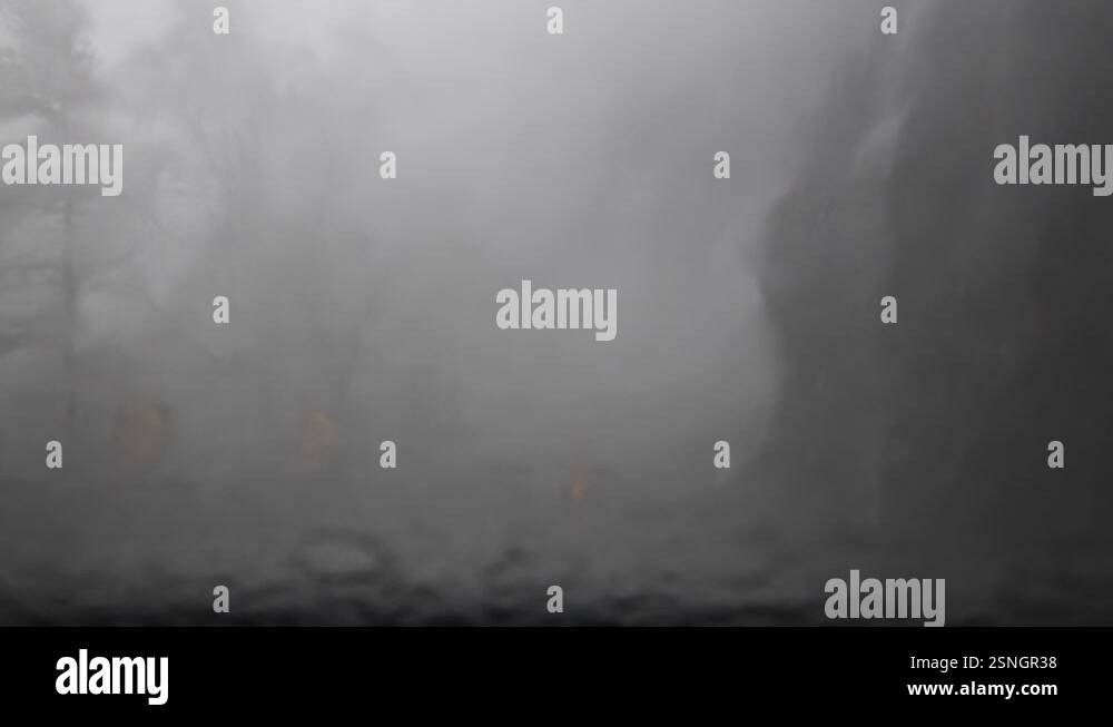 Road Blocked by Storm and Waterfall Flooding, Filmed from Inside Car ...