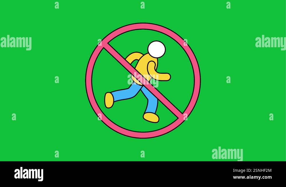 Do not run symbol flat animation on green screen background Stock Video ...