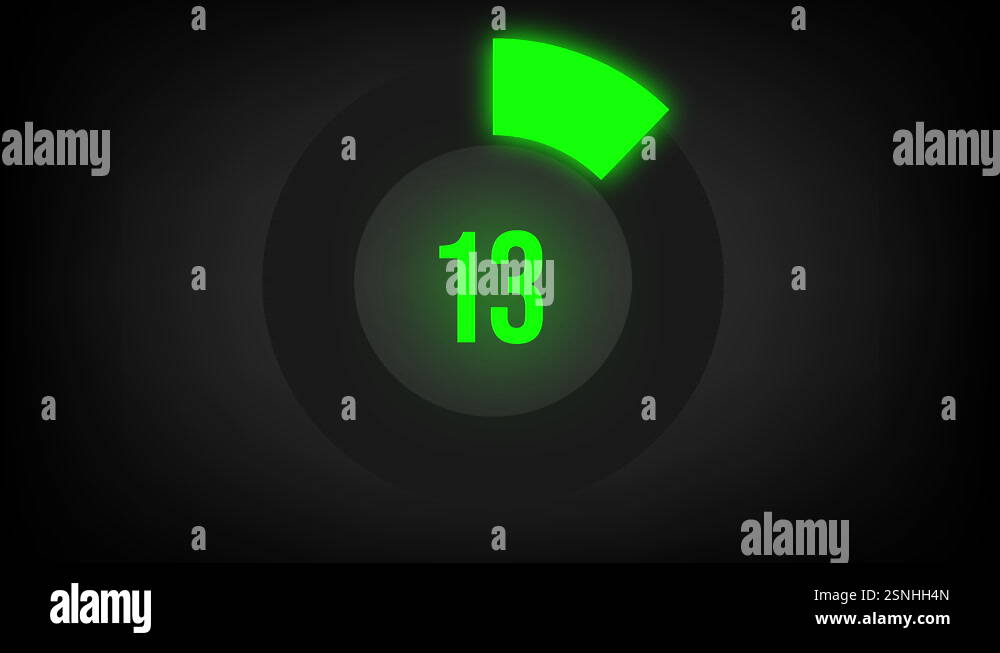 Numerical counting from 0 to 13. Circular progress bar with bright neon ...
