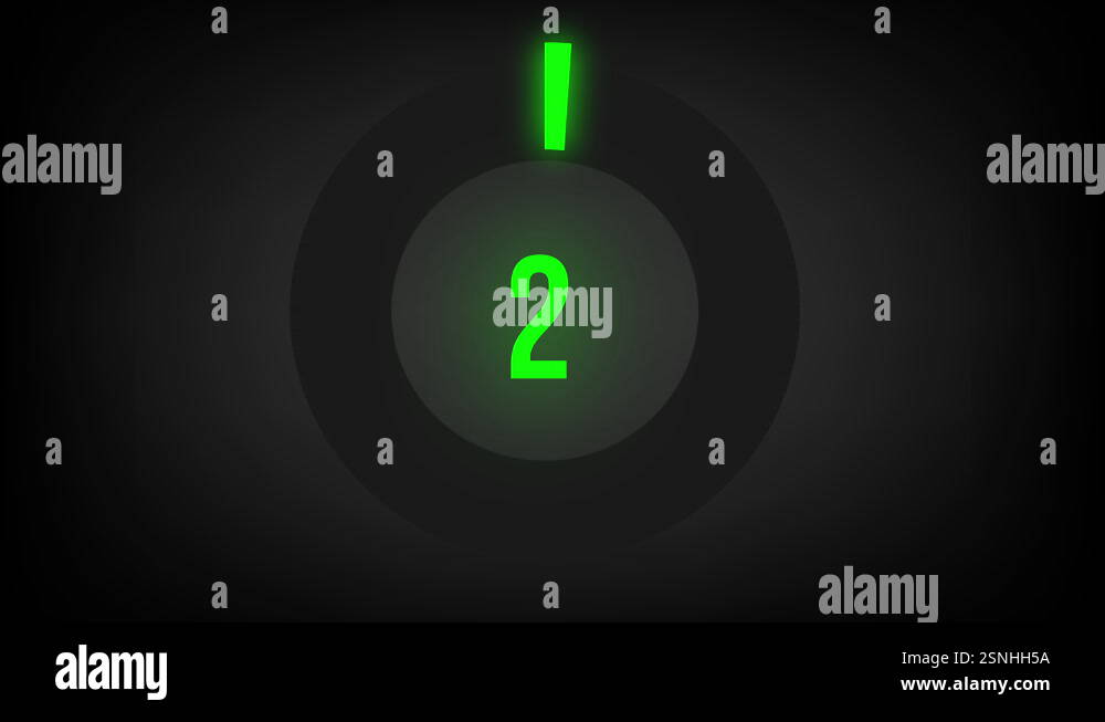 Numerical counting from 0 to 2. Circular progress bar with bright neon ...