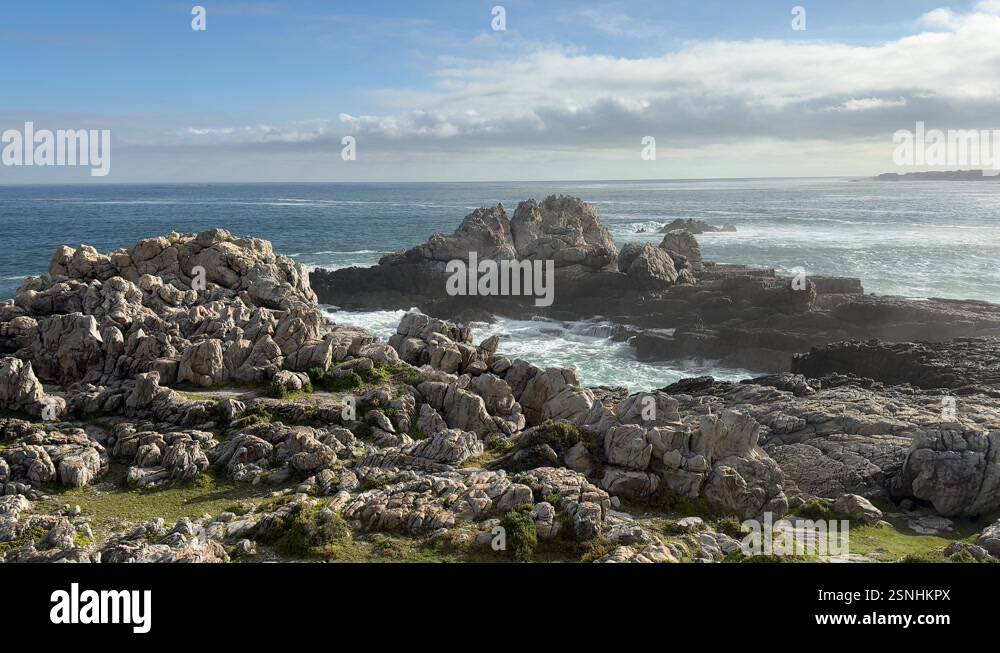 Jagged coastline of the Hermanus area in the south coast of South ...