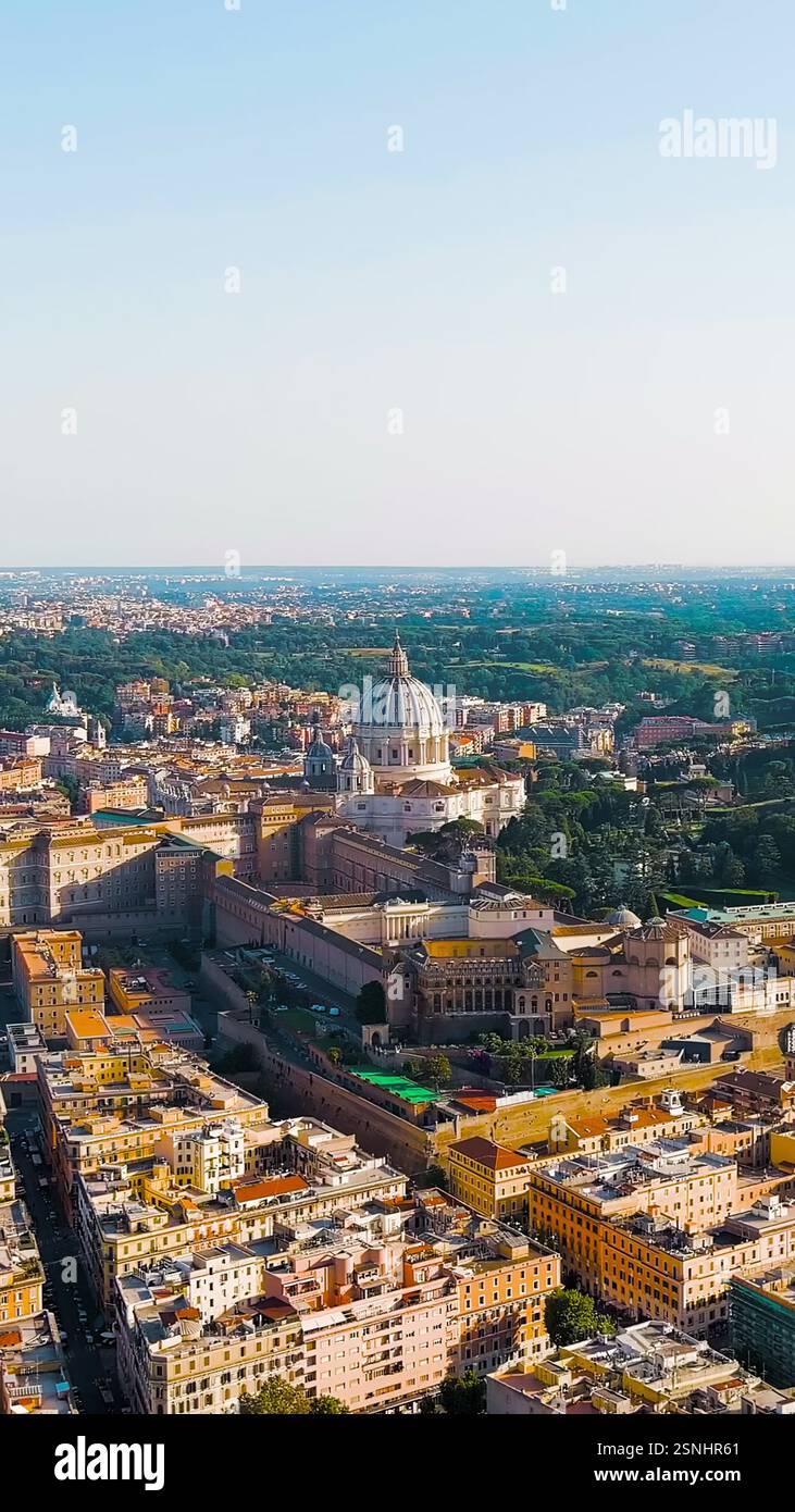 Vertical video. Rome, Italy. View of the Vatican. Basilica di San ...