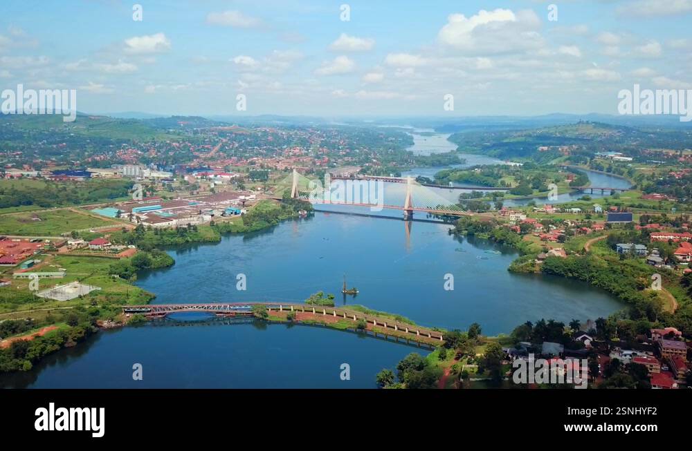 Jinja Nile Bridge Across The Nile River Connecting The Town Of Njeru to ...