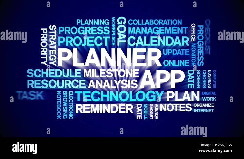 Planner App animated word cloud,animation tag kinetic typography ...