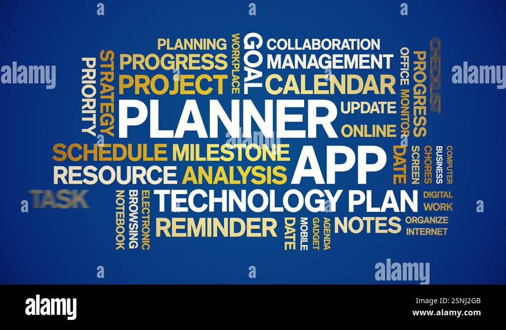Planner App animated word cloud,animation tag kinetic typography ...