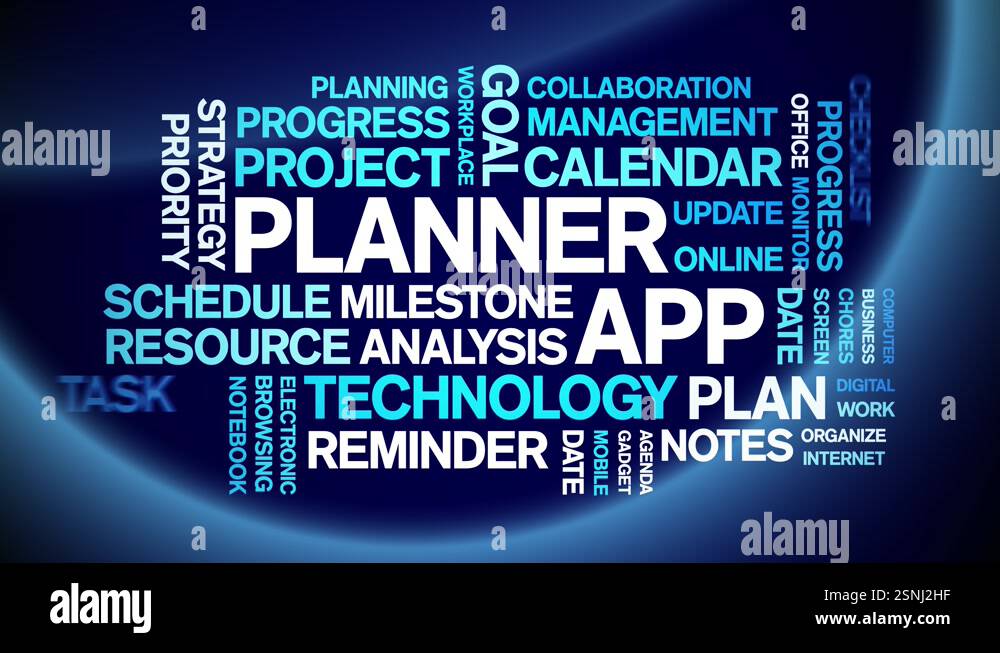 Planner App animated word cloud,animation tag kinetic typography ...