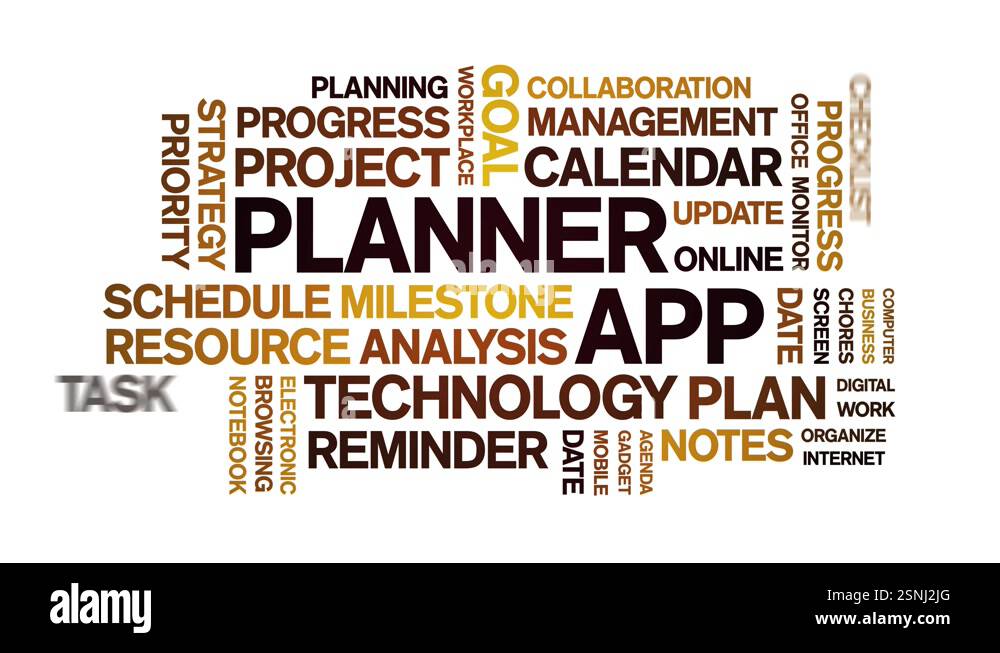 Planner App animated word cloud,animation tag kinetic typography ...