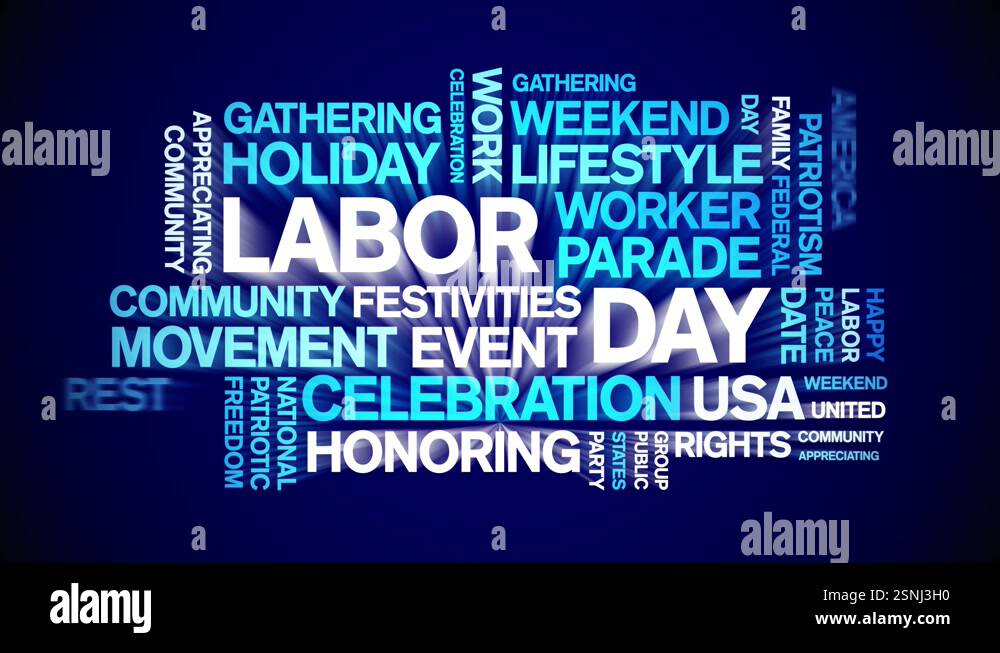 Labor Day animated word cloud,animation tag kinetic typography seamless ...