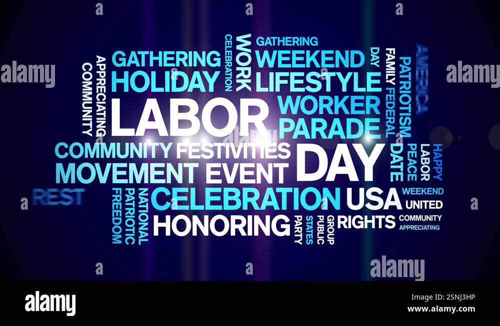 Labor Day animated word cloud,animation tag kinetic typography seamless ...