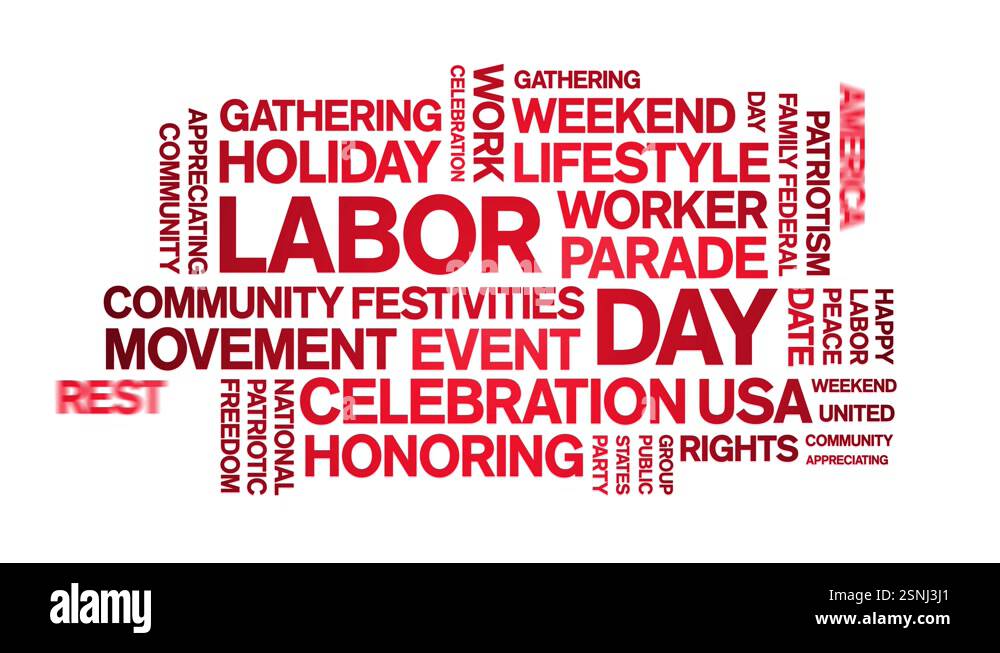 Labor Day animated word cloud,animation tag kinetic typography seamless ...