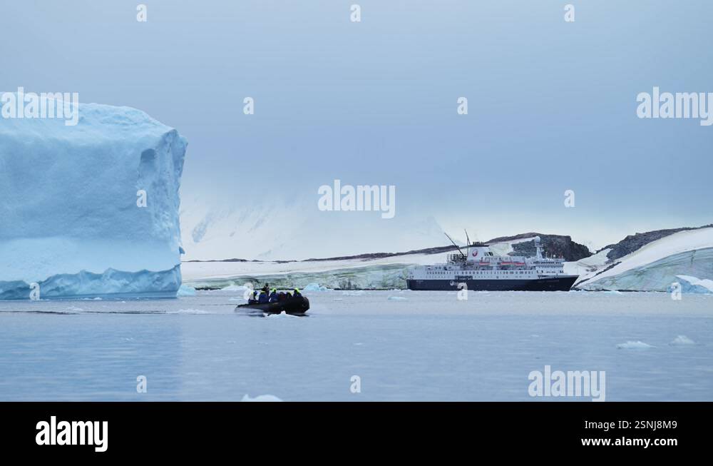 Antarctica Ship and Iceberg in Beautiful Scenery, Cruise Ship Boat in ...