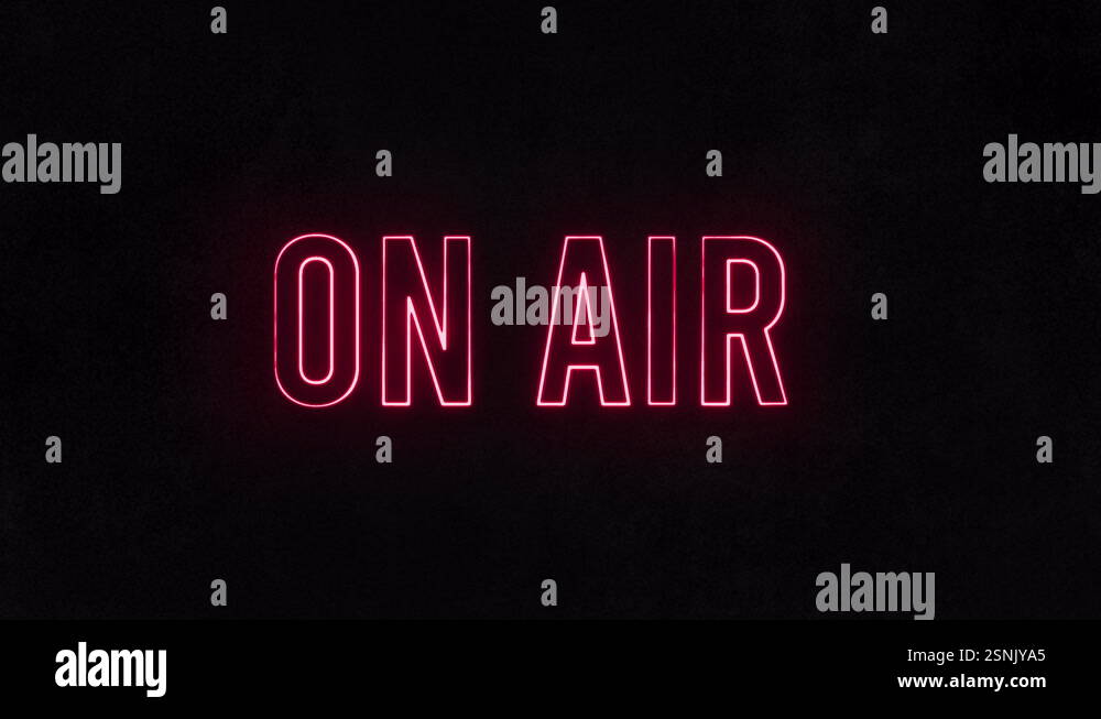 On air live record sign. Red neon icon. Tv studio signboard. 3d banner ...