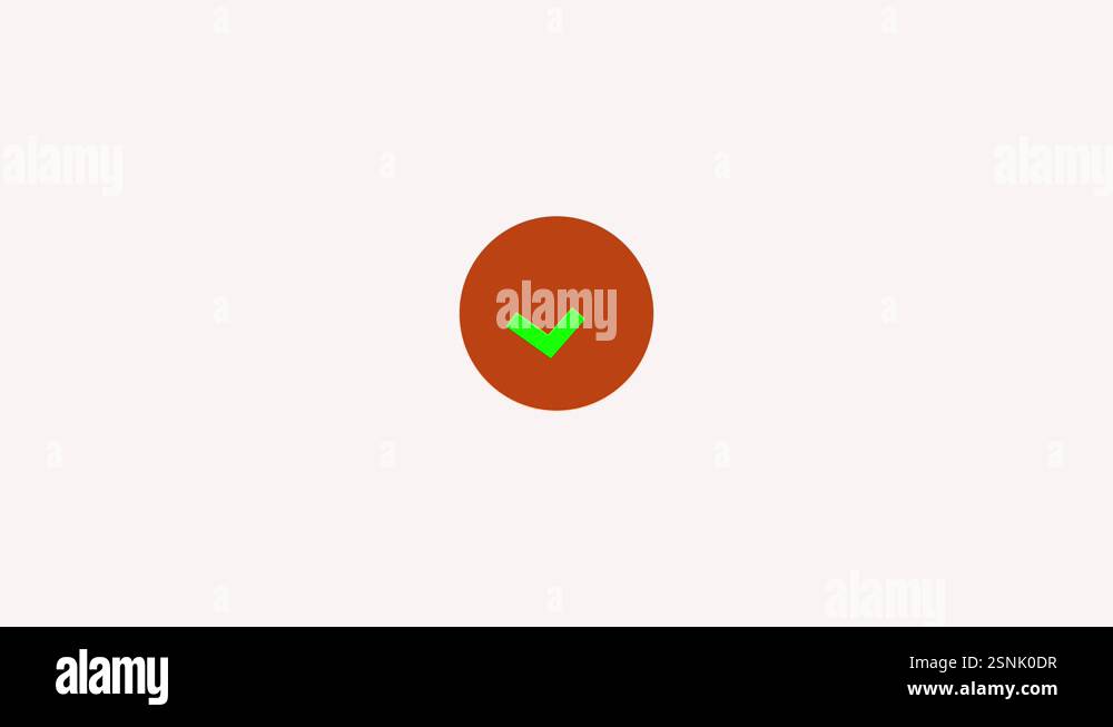 Animated green check mark icon in orange circle Stock Video Footage - Alamy