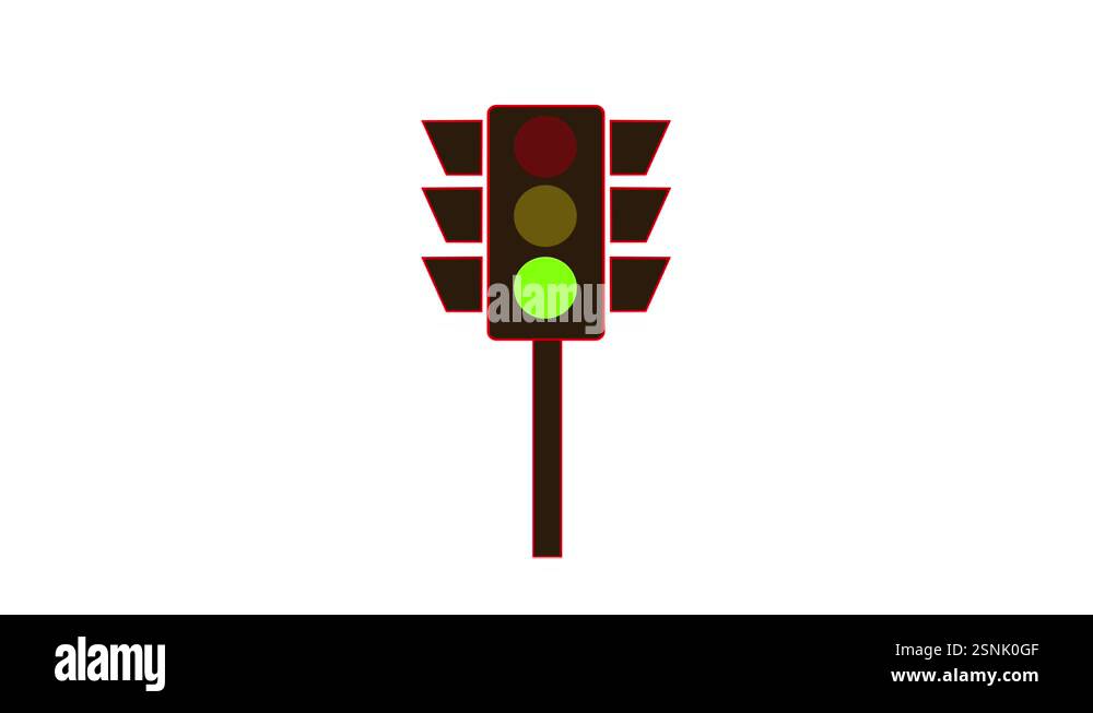 traffic light animation. 4k video resolution. Animated icon of a ...