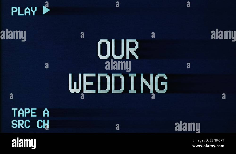 Real VHS recording playback shows Our Wedding title appearing on screen ...