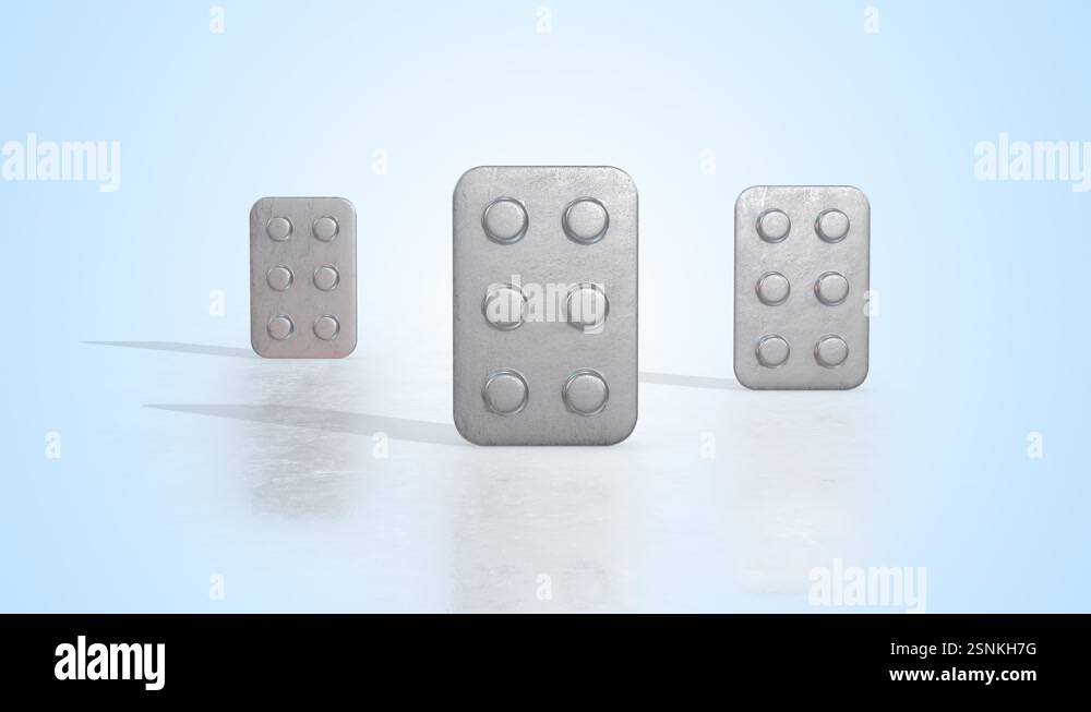 Pills Blister Packs on a Reflective Floor. Tablets Packaging 3D ...