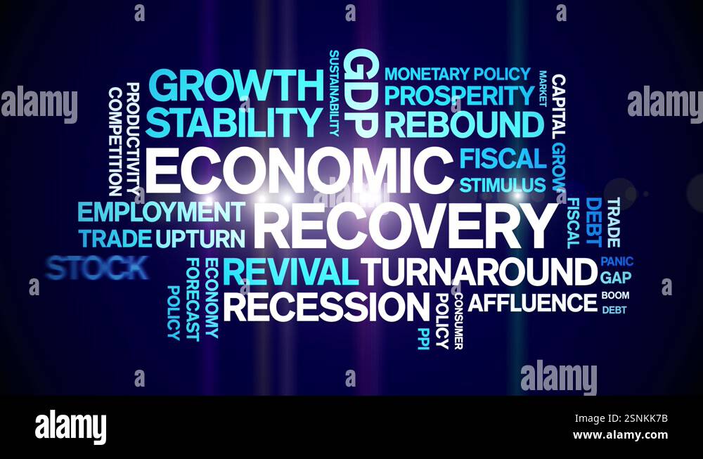 Economic Recovery animated word cloud,animation tag kinetic typography ...