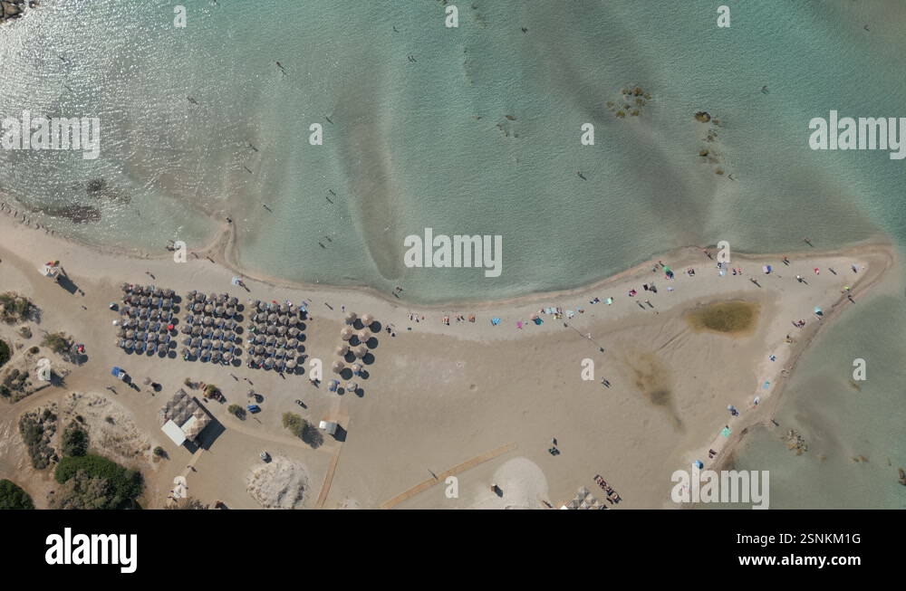 Elafonissi Beach Sunbathing Area On Island Of Crete In Greece Drone ...