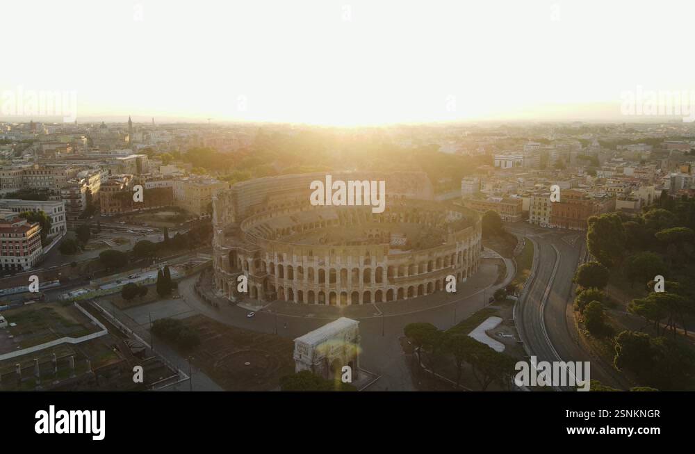 Sunrise Over Colosseum - Golden Light Illuminating Ancient Roman ...