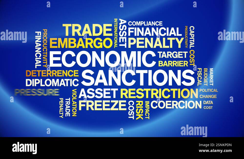 Economic Sanctions animated word cloud,animation tag kinetic typography ...