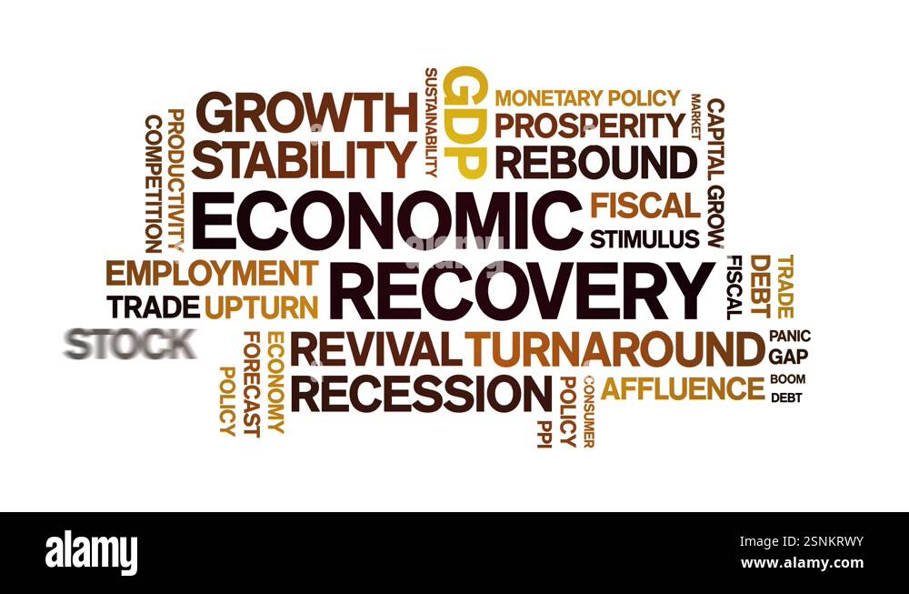 Economic Recovery animated word cloud,animation tag kinetic typography ...