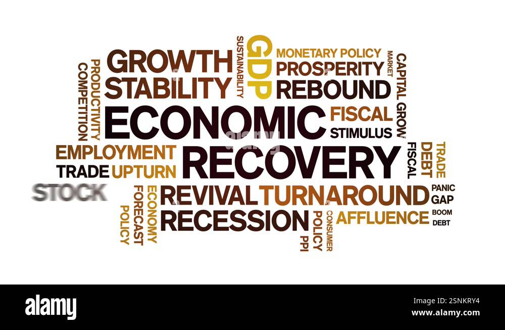 Economic Recovery animated word cloud,animation tag kinetic typography ...