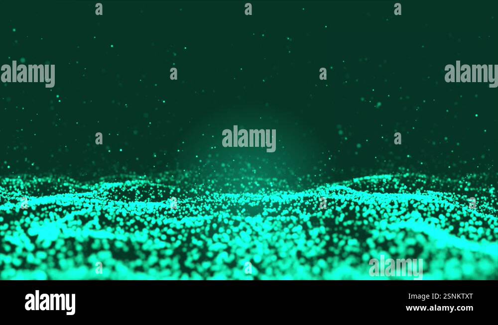 abstract blue dot wave and dust particles flying background, Motion of ...