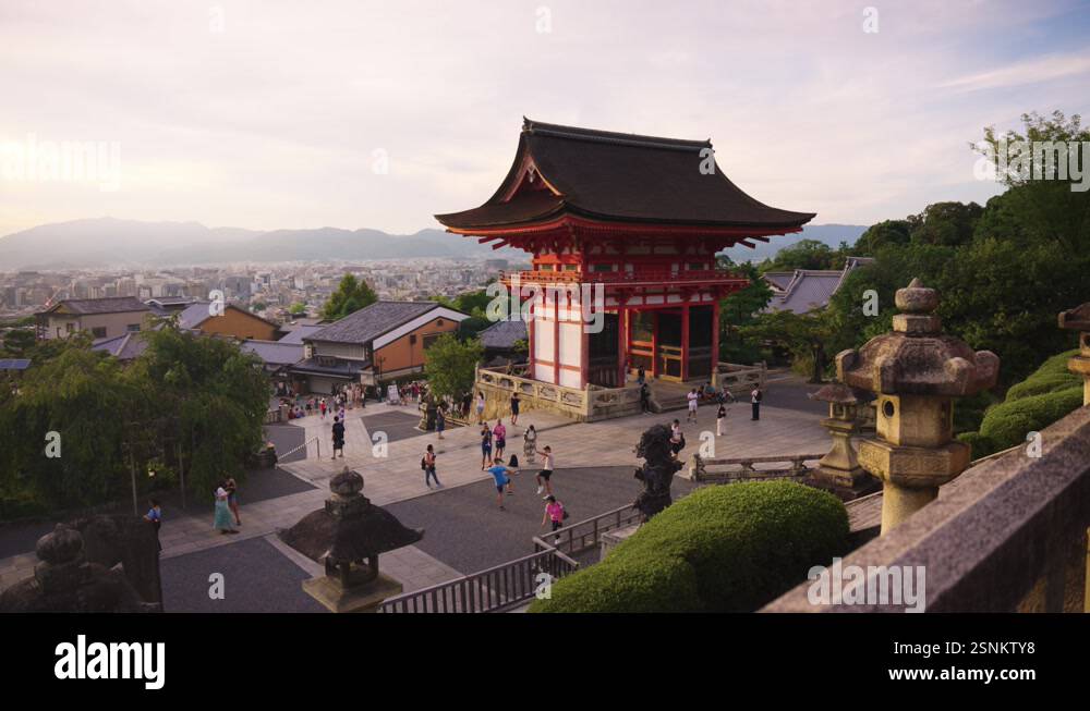 Kiyomizudera in Kyoto Establishing Shot on Summer Afternoon in Kyoto ...