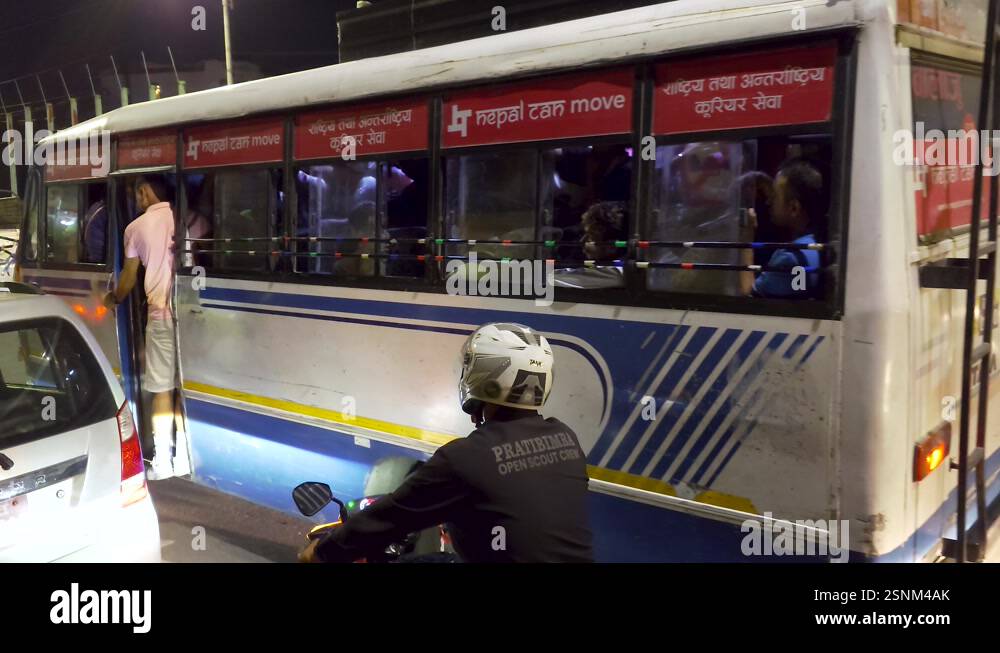 Passengers Aboard an Overcrowded Bus Navigate the Lively and Congested ...