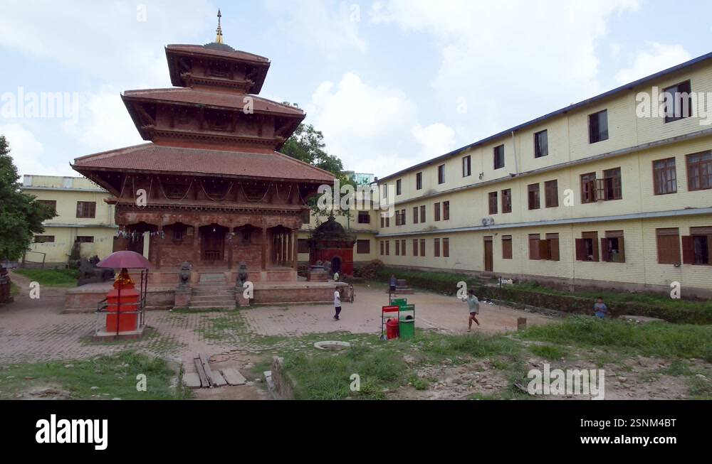 Kids Playing Cricket Bat and Ball Game By The Temple In Kathmandu ...