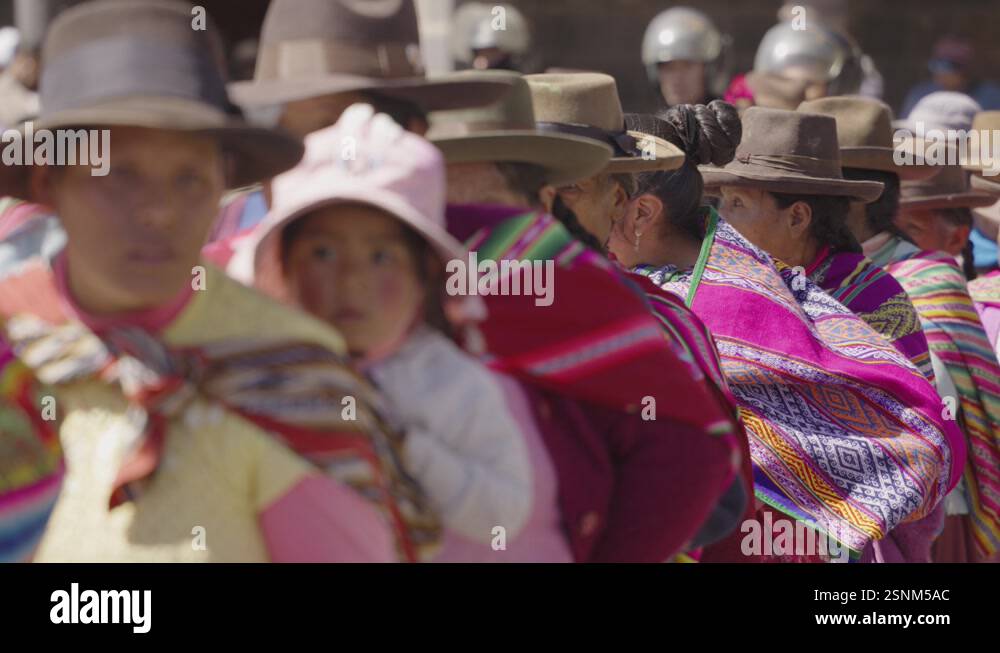 Indigenous Quechua Women in Traditional Clothing and Hats Standing in ...