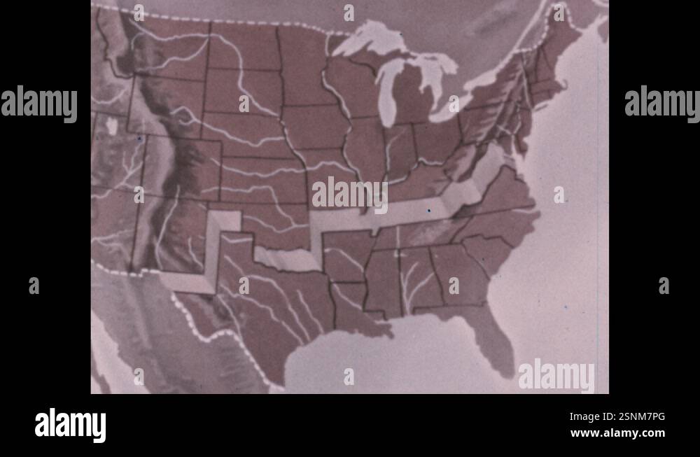 1950s: Manuscript for "My Captain". Map showing the southern states ...