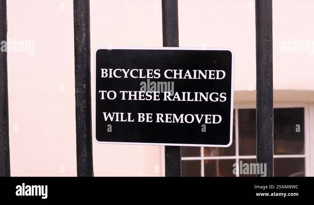 Do not chain bicycles to railings sign Stock Videos & Footage - HD and ...