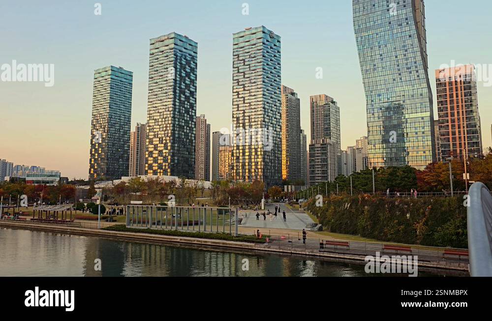 Modern And High-rise Hotel Buildings Around The Songdo Central Park In ...
