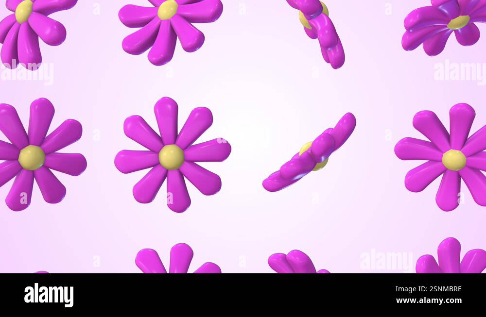 Purple Flowers Falling on a Light Background. 3D Flower Design ...