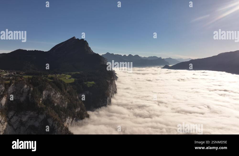Majestic panoramic view of Amden and the stunning Walensee Lake ...