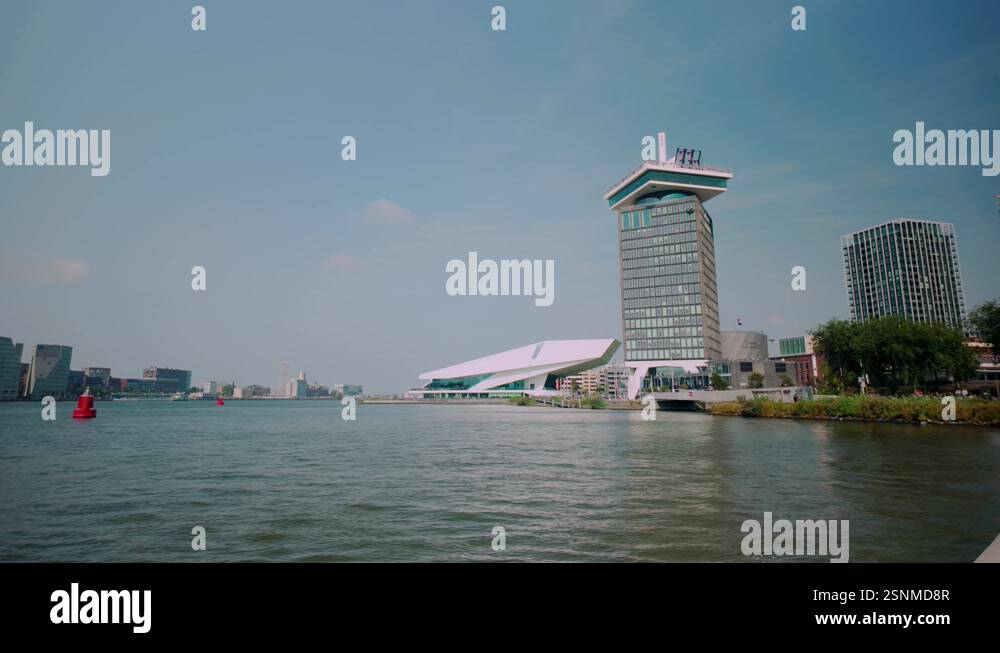 Amsterdam waterfront with A'DAM Tower and Eye Film Museum view from ...