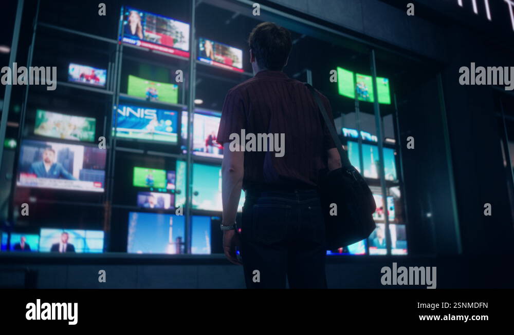 Shopfront TV Display and People Walking on Street Stock Video Footage ...