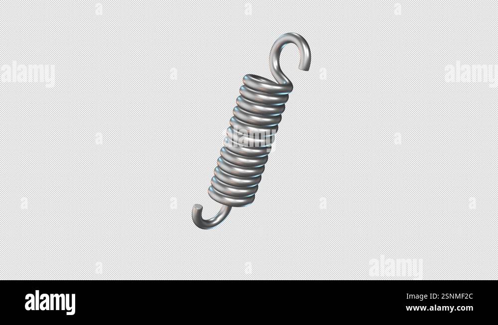 Tension Spring Rotating on a Transparent Background. Seamless Loop ...