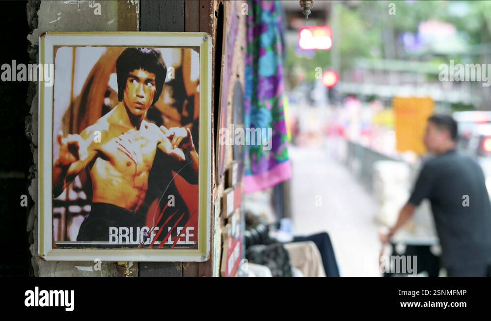 Bruce Lee Poster on Kowloon Streets, Featuring the Iconic Hong Kong-American Stock Video Footage ...