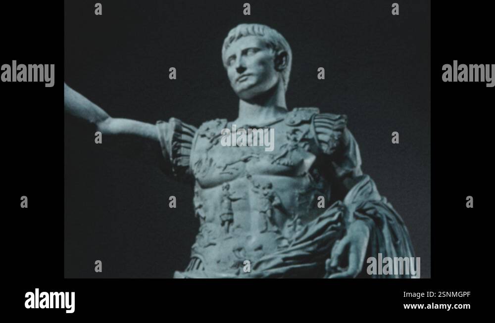1950s: Statue of Emperor Augustus in armor. Bust of Julius Caesar. Bust ...