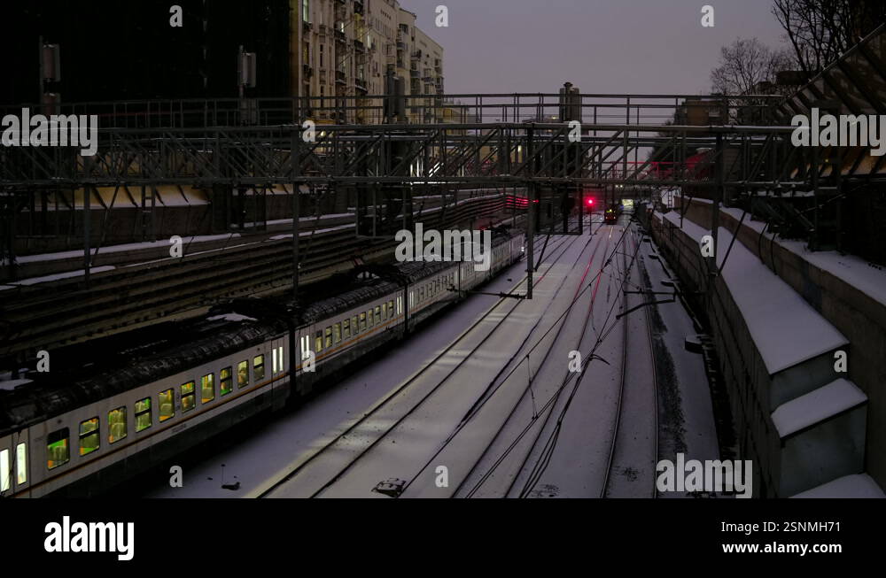 winter roads, trains. night shooting train travel, railway Stock Video ...