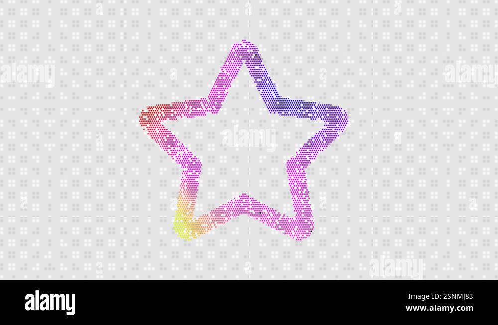 Icon star is made up of LED square shapes that shimmer and flicker ...