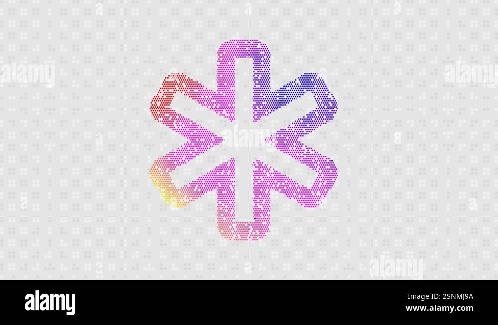 Icon star of life is made up of LED square shapes that shimmer and ...